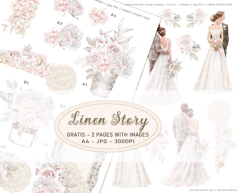 Linen Story Digital Papers for Cardmaking and DIY - 12 Scrapbook ...