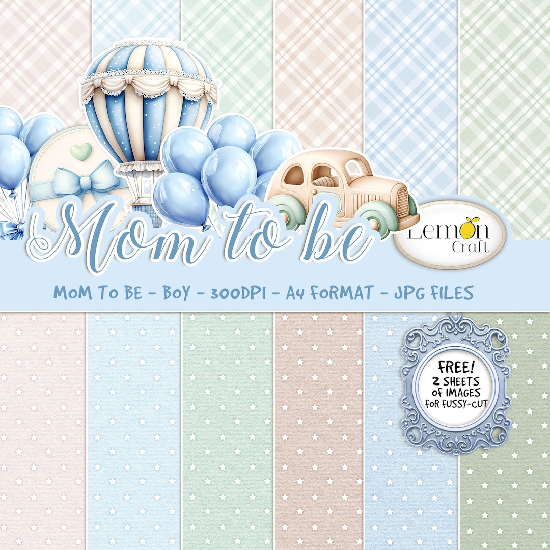 Baby Boy Digital Paper Pack: Pastel Blue Scrapbook Kit (A4 JPG) - Etsy