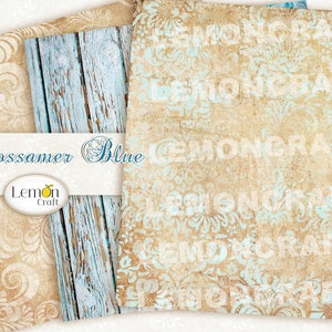 Gossamer Blue Scrapbooking Paper: Vintage Floral Cardmaking (digital ...