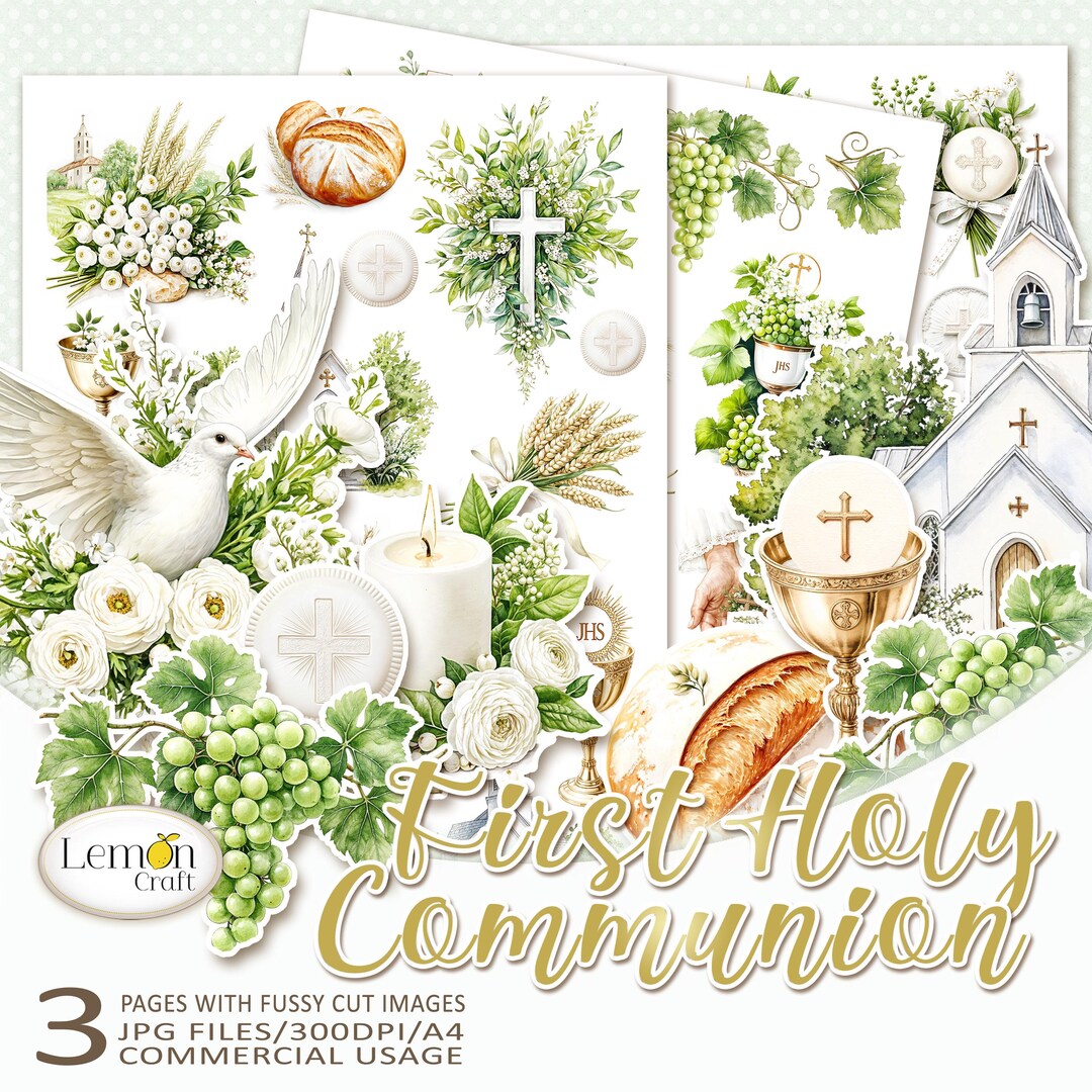Lemoncraft FIRST HOLY COMMUNION Images - Communion Fussy Cut Images ...