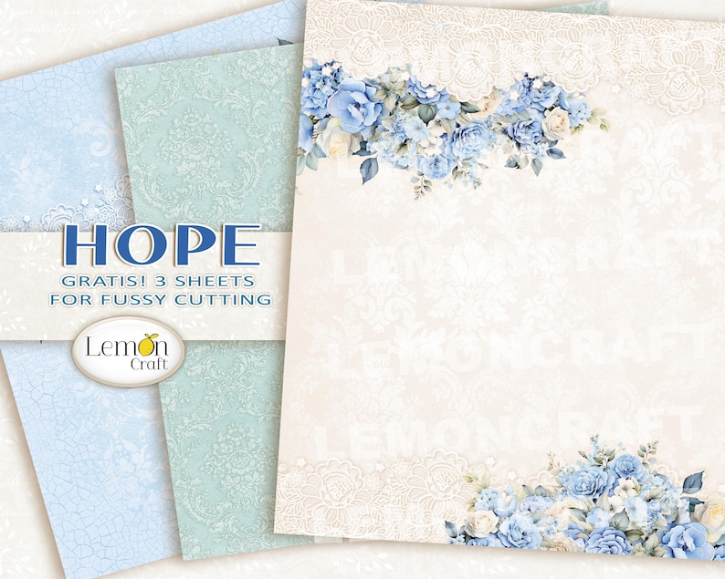 Floral Scrapbook Paper: Blue & Green Designs (digital Download) - Etsy