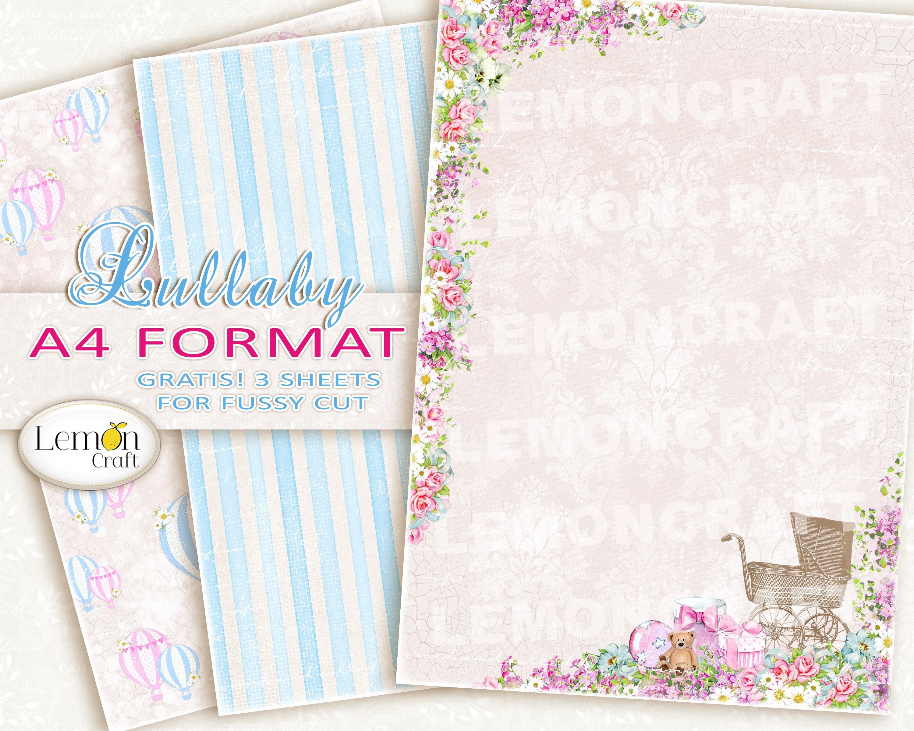 Lemoncraft A 4 Format Lullaby, Baby Themed Papers, Digital Scrapbooking ...