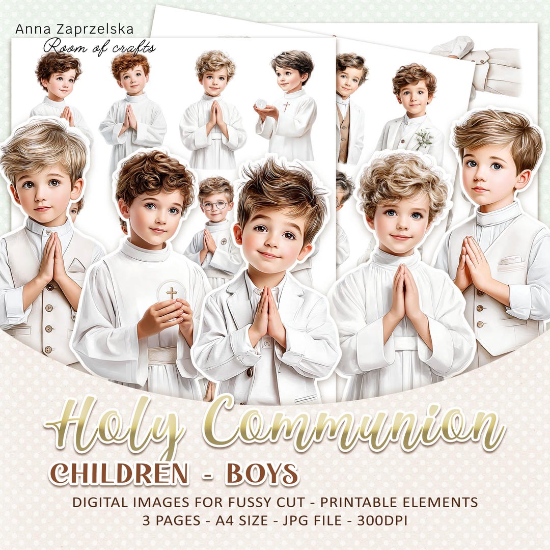 Holy Communion BOYS images fussy cut - Catholic religious printable A4 ...