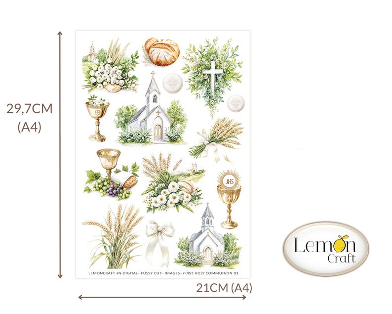 Lemoncraft First Holy Communion Images: Watercolor Clipart (digital ...