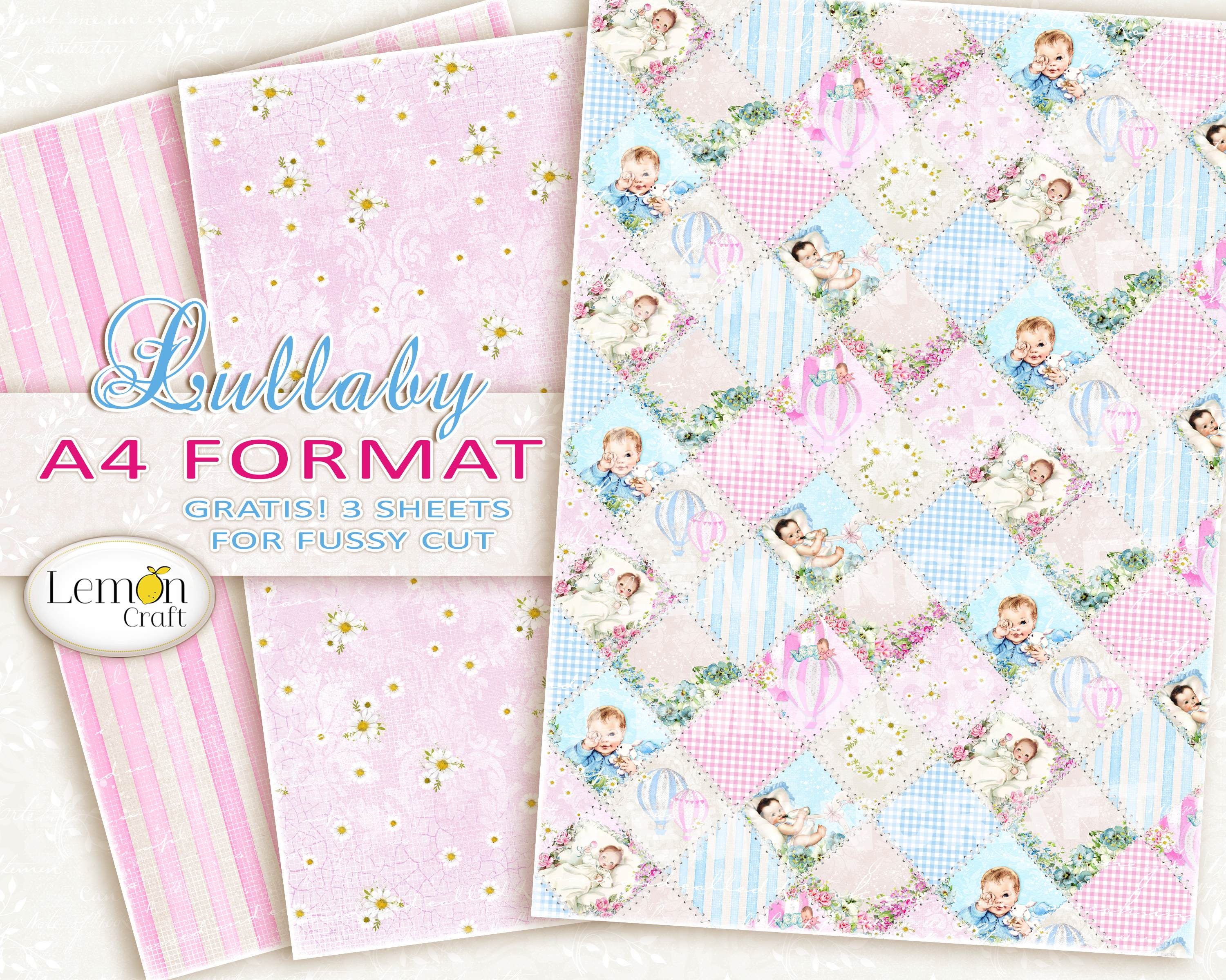 Lemoncraft A 4 Format Lullaby, Baby Themed Papers, Digital Scrapbooking ...