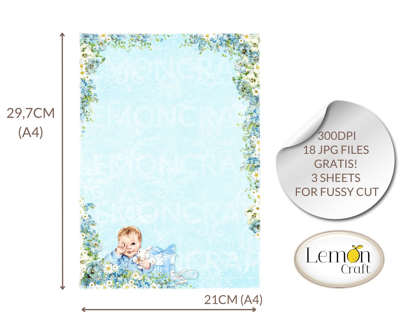 Lemoncraft A 4 Format Lullaby, Baby Themed Papers, Digital Scrapbooking ...