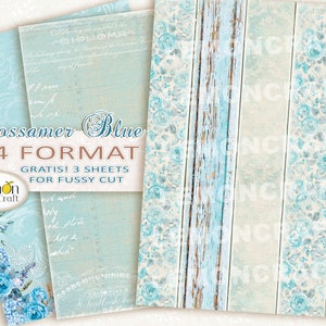 Lemoncraft GOSSAMER BLUE Papers, Digital Scrapbooking Paper Set, A4 ...
