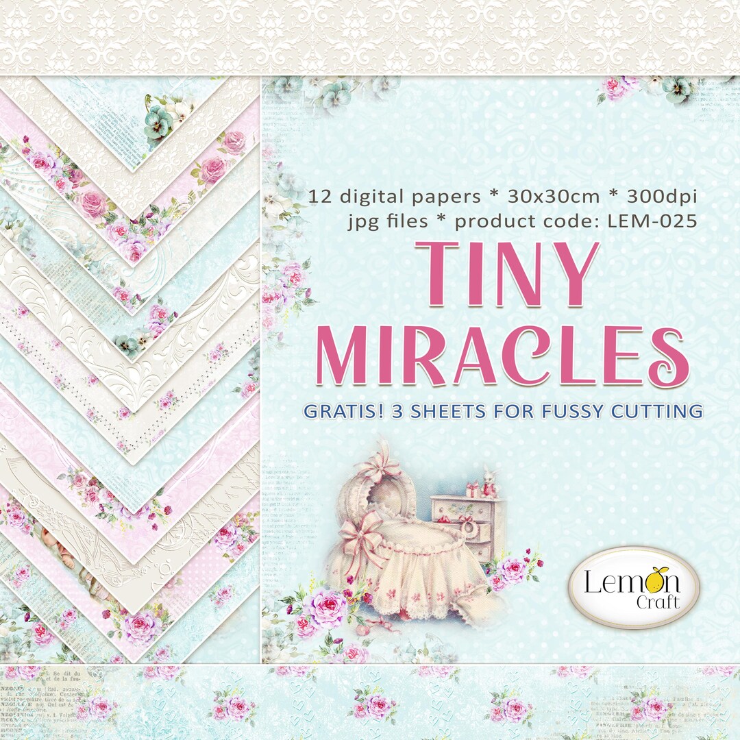 Lemoncraft Tiny Mirakles, Digital Papers, Digital Scrapbooking Paper ...