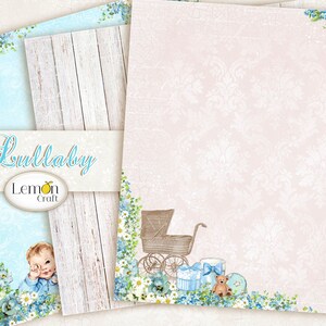Lemoncraft Lullaby, Baby Themed Papers, Digital Scrapbooking Paper Set ...