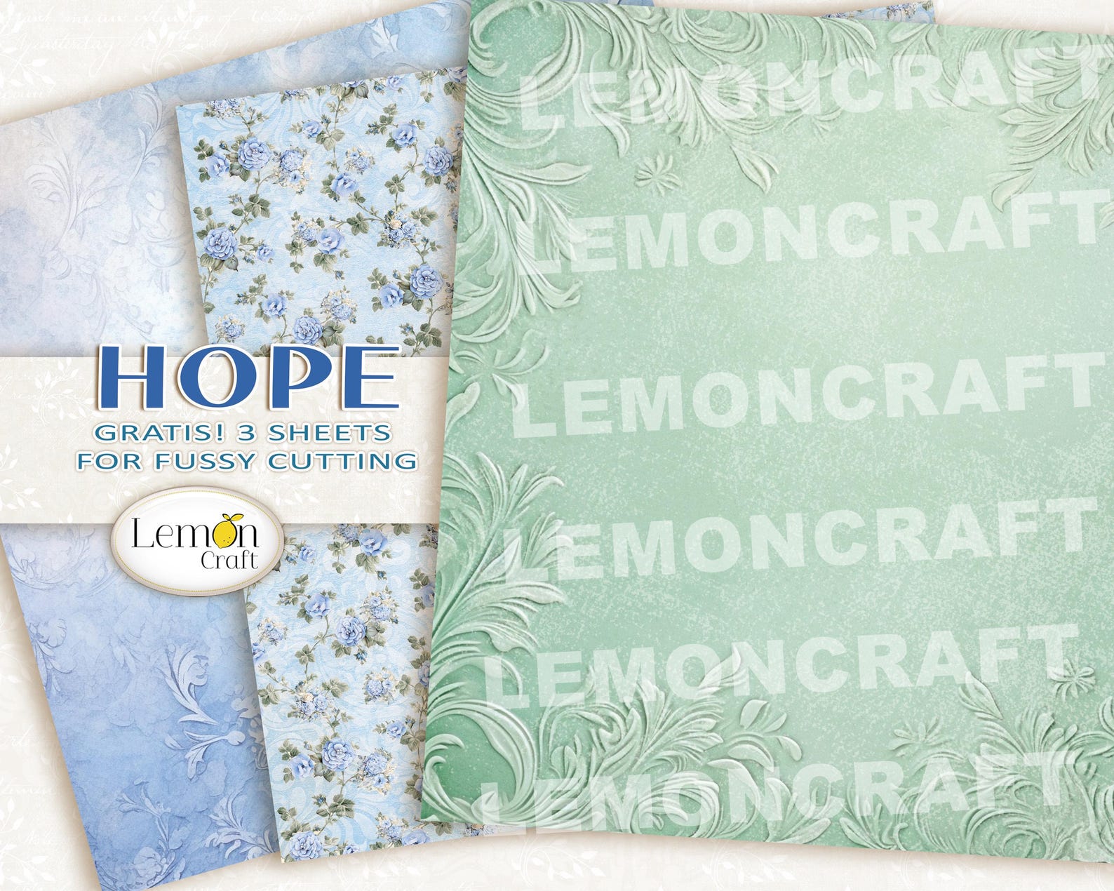 Floral Scrapbook Paper: Blue & Green Designs (digital Download) - Etsy