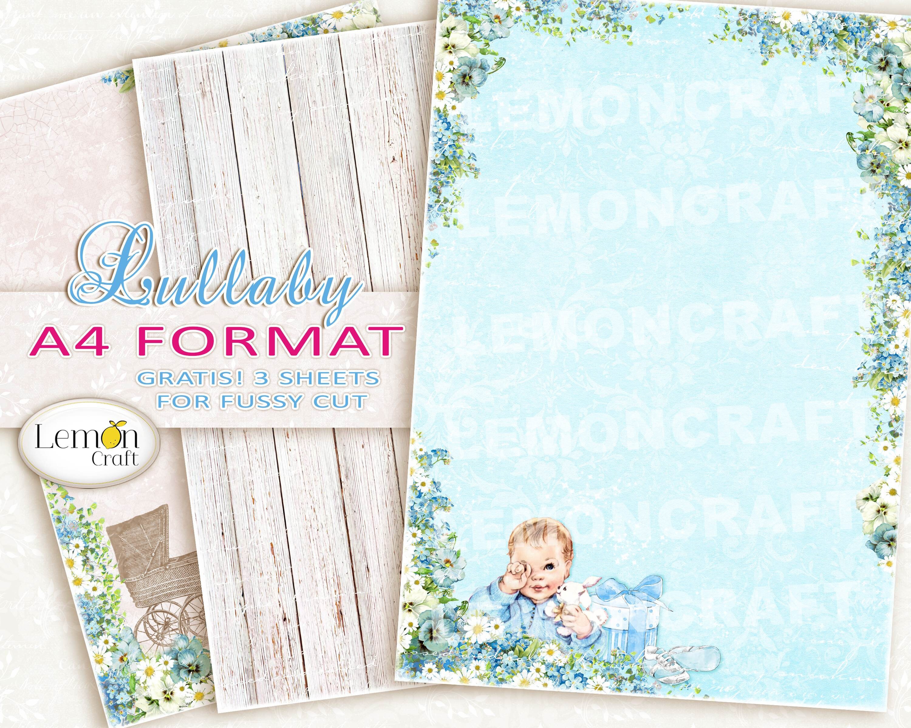 Lemoncraft A 4 Format Lullaby, Baby Themed Papers, Digital Scrapbooking ...