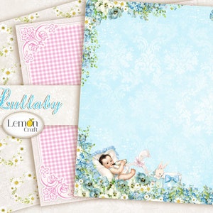 Lemoncraft Lullaby, Baby Themed Papers, Digital Scrapbooking Paper Set ...