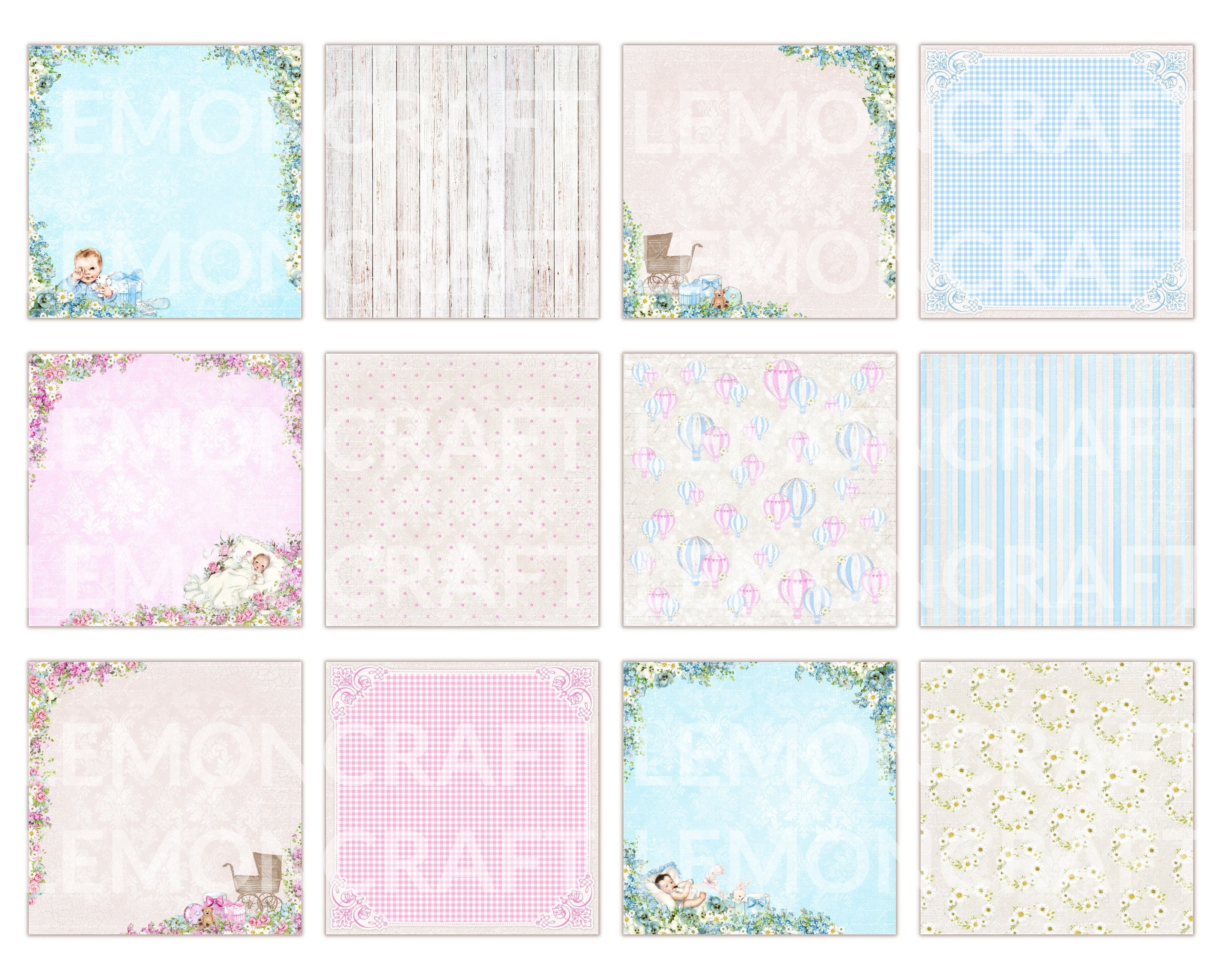 Lemoncraft Lullaby, Baby Themed Papers, Digital Scrapbooking Paper Set ...