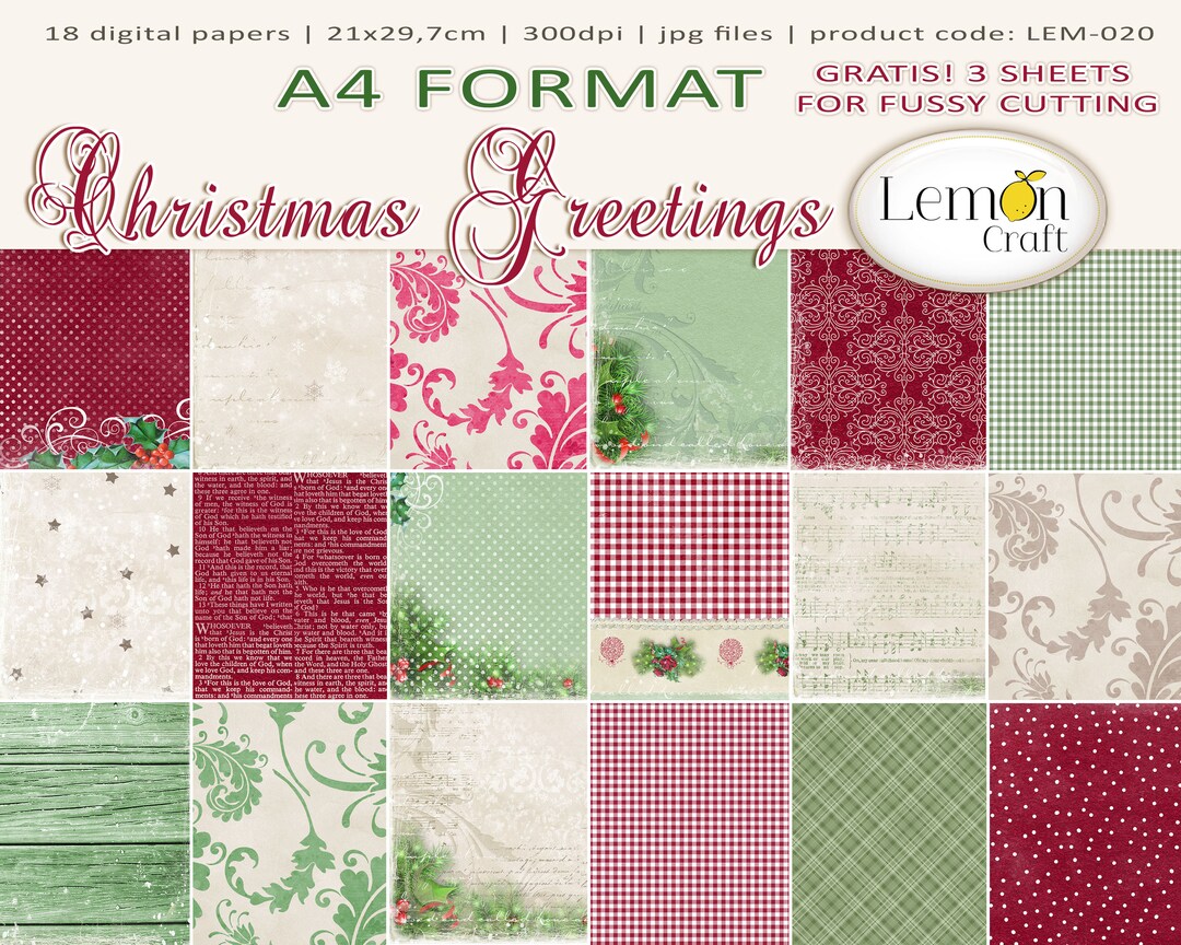 Lemoncraft's CHRISTMAS GREETINGS A4 Size, Printable and Digital ...