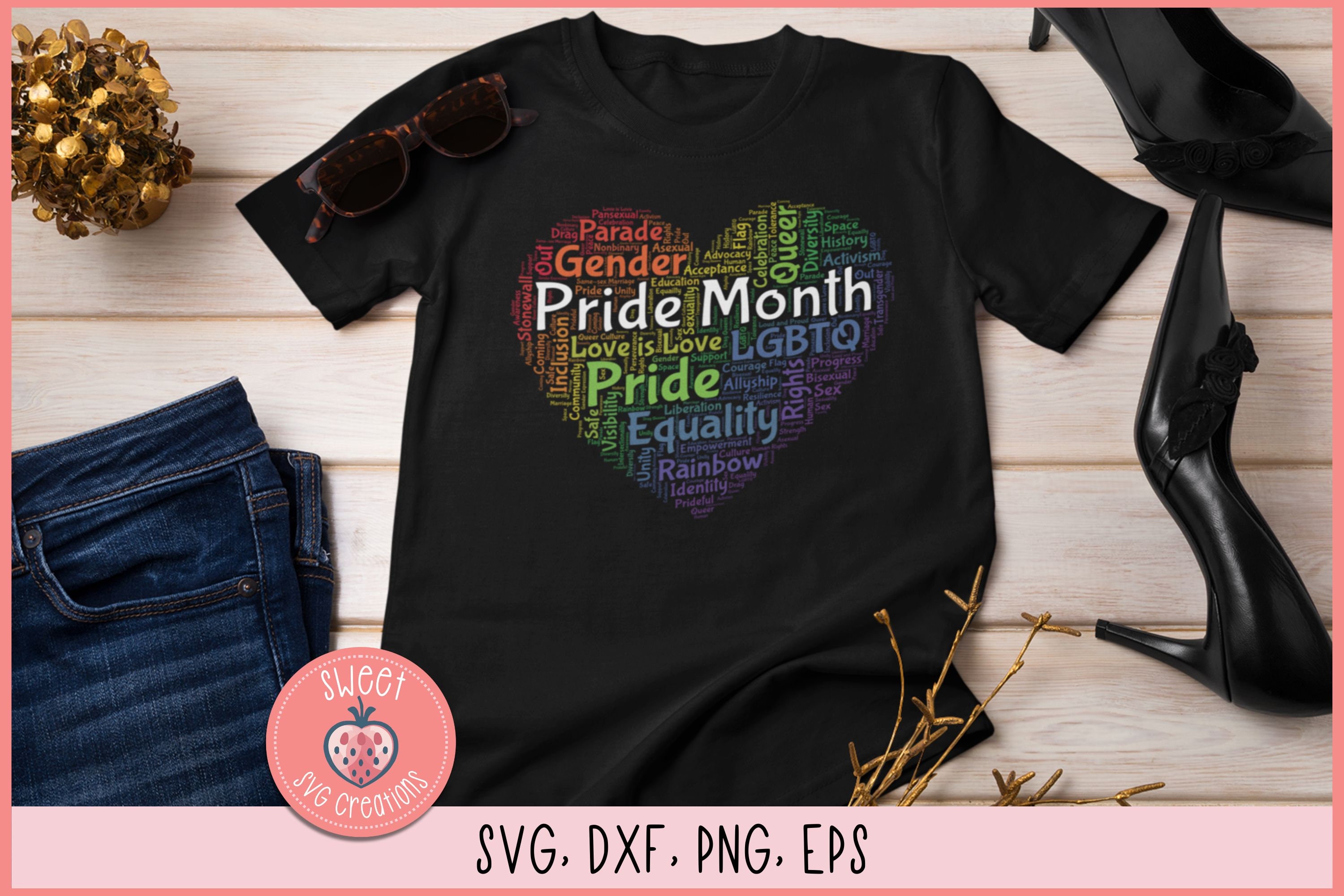 Pride Month Word Art Heart SVG LGBTQ, Bisexual, Asexual, Trans Pride ...