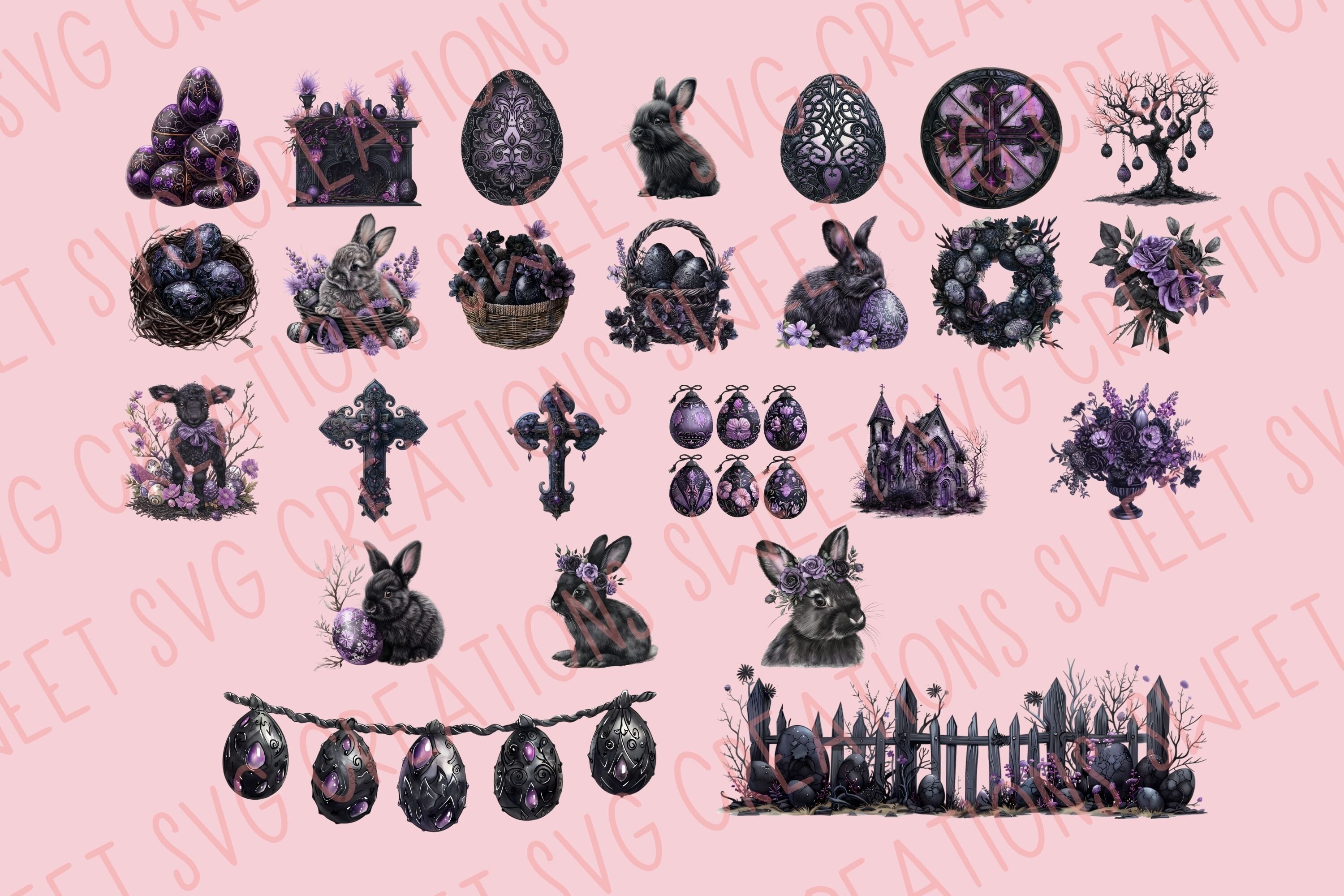 Gothic Easter Clipart Bundle, Easter Clipart PNG, Gothic Easter PNG ...