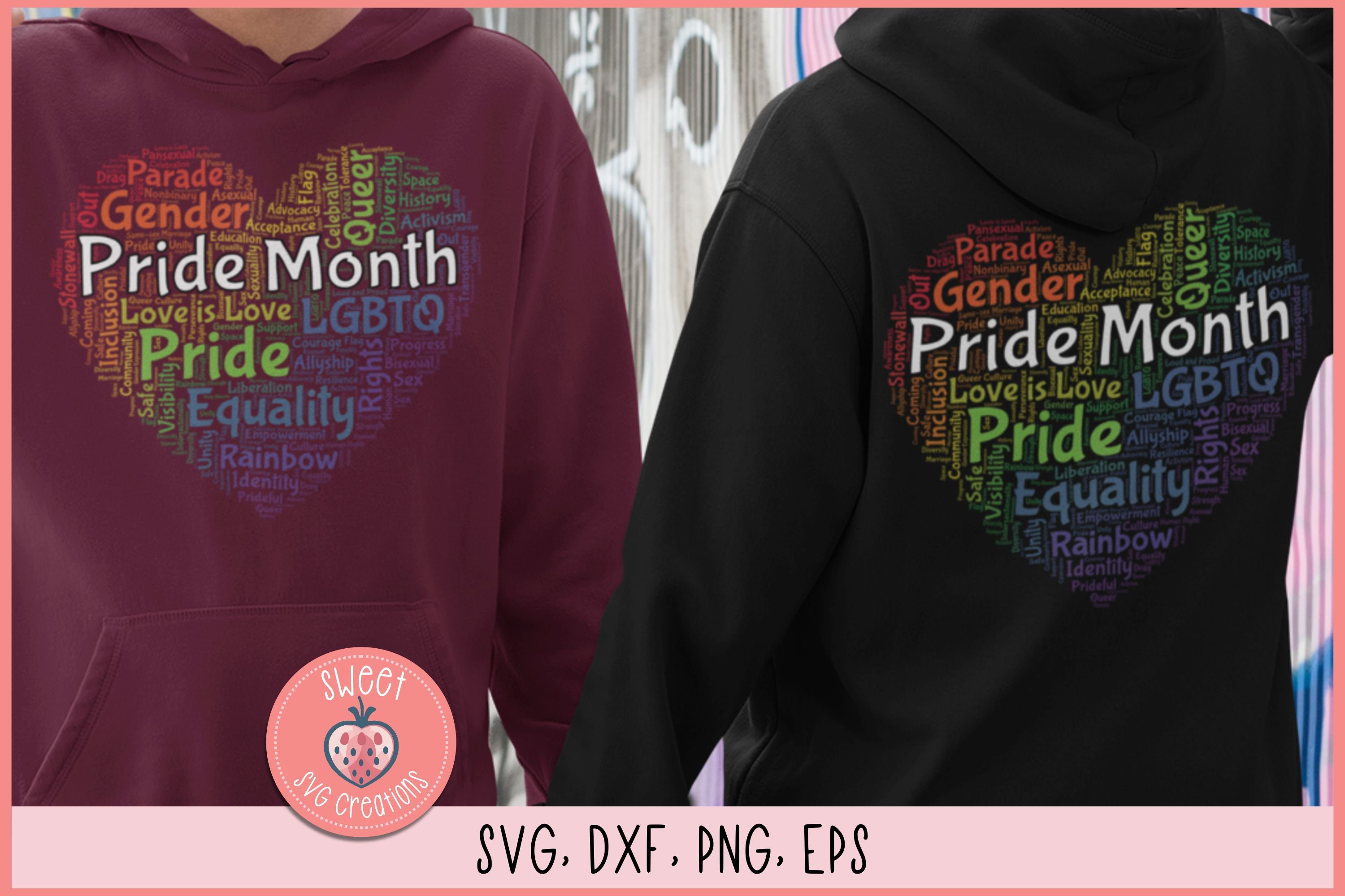 Pride Month Word Art Heart SVG LGBTQ, Bisexual, Asexual, Trans Pride ...