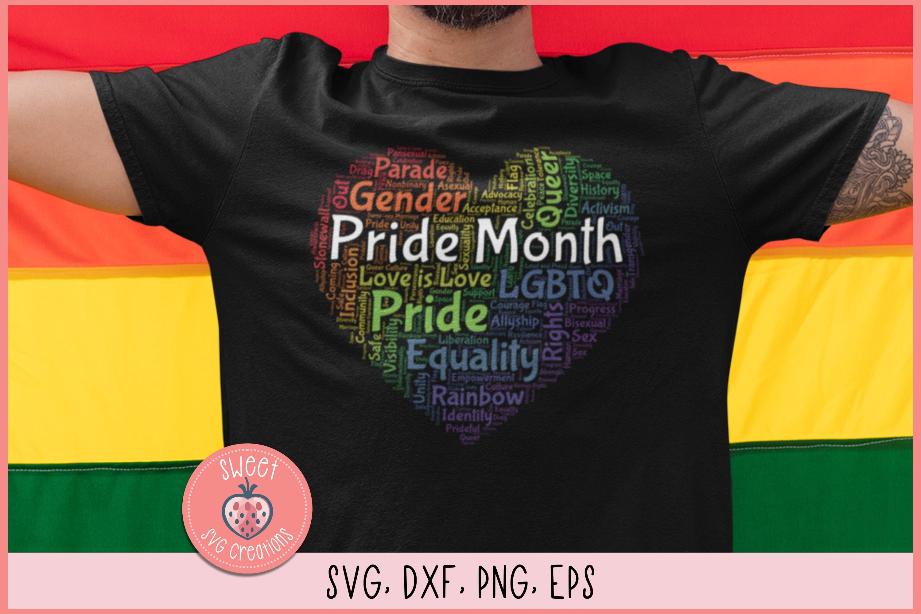 Pride Month Word Art Heart SVG LGBTQ, Bisexual, Asexual, Trans Pride ...