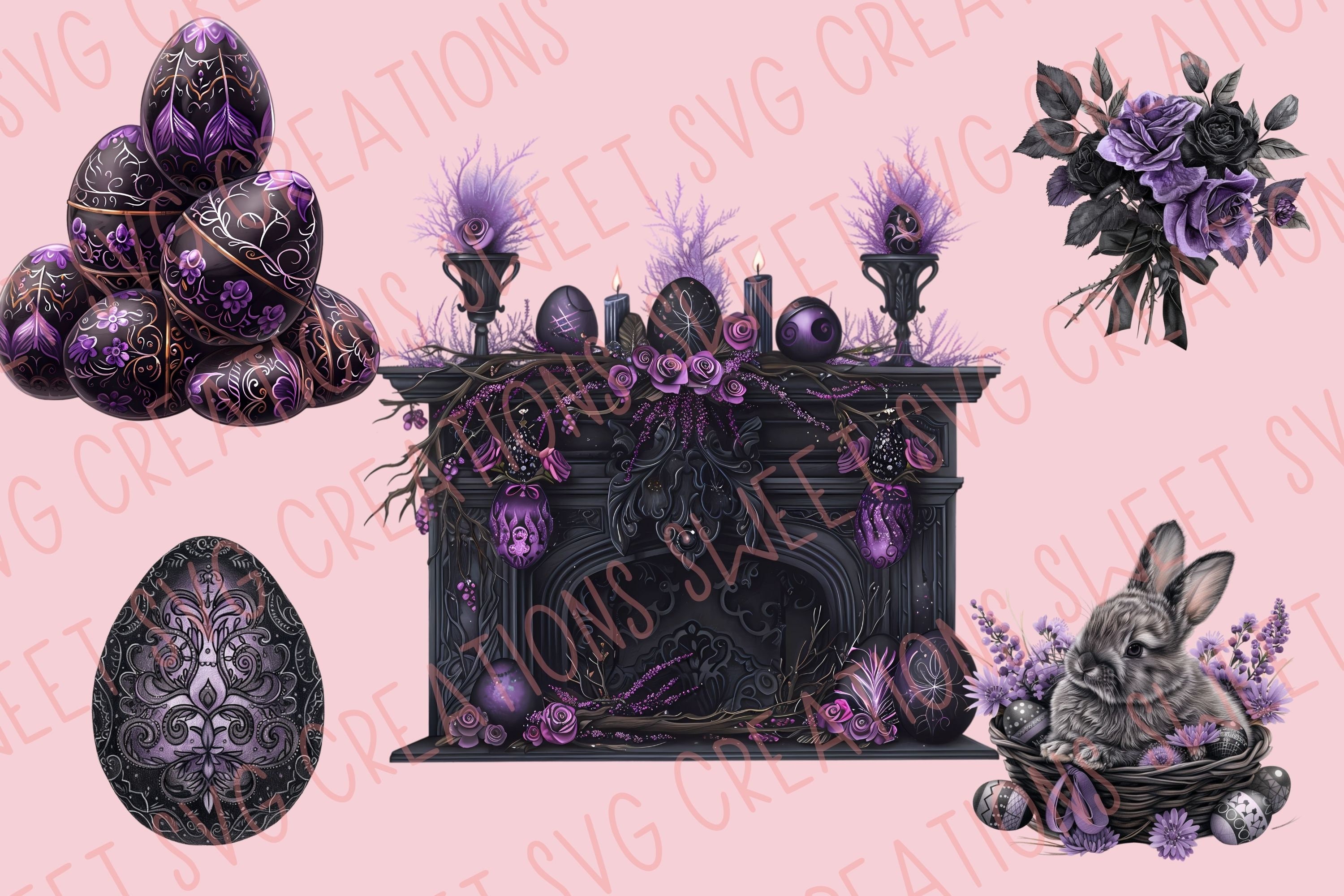 Gothic Easter Clipart Bundle, Easter Clipart PNG, Gothic Easter PNG ...