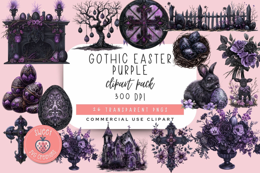 Gothic Easter Clipart Bundle, Easter Clipart PNG, Gothic Easter PNG ...