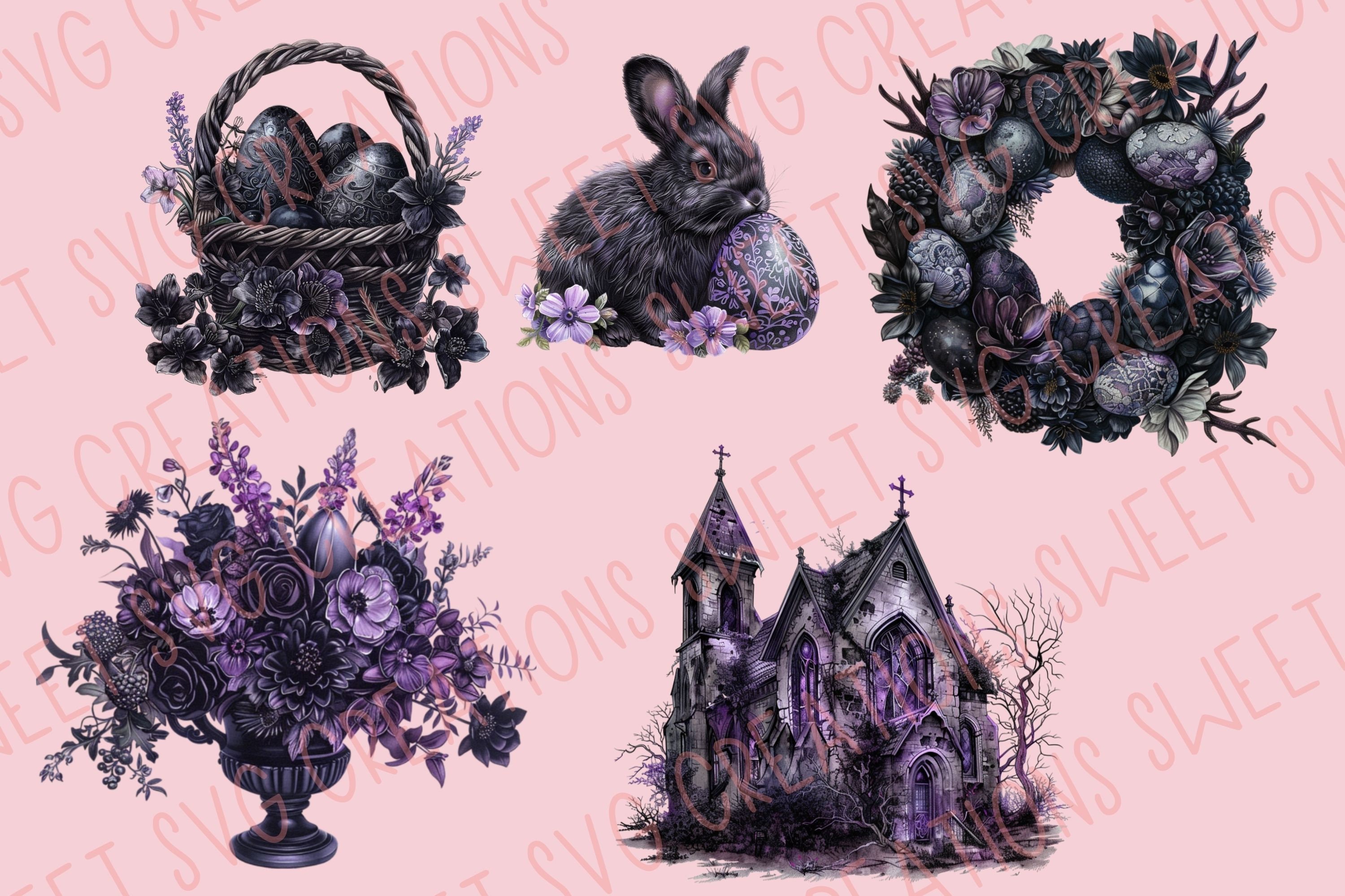 Gothic Easter Clipart Bundle, Easter Clipart PNG, Gothic Easter PNG ...