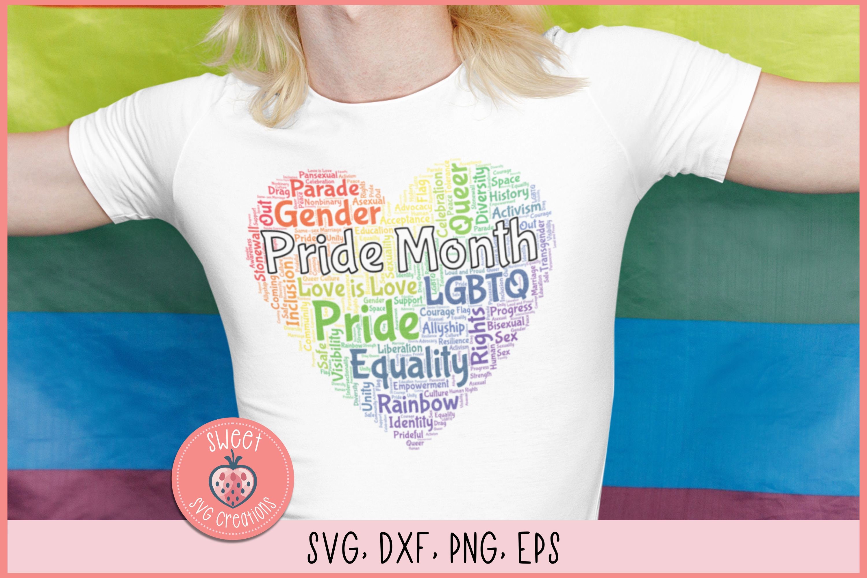 Pride Month Word Art Heart SVG LGBTQ, Bisexual, Asexual, Trans Pride ...