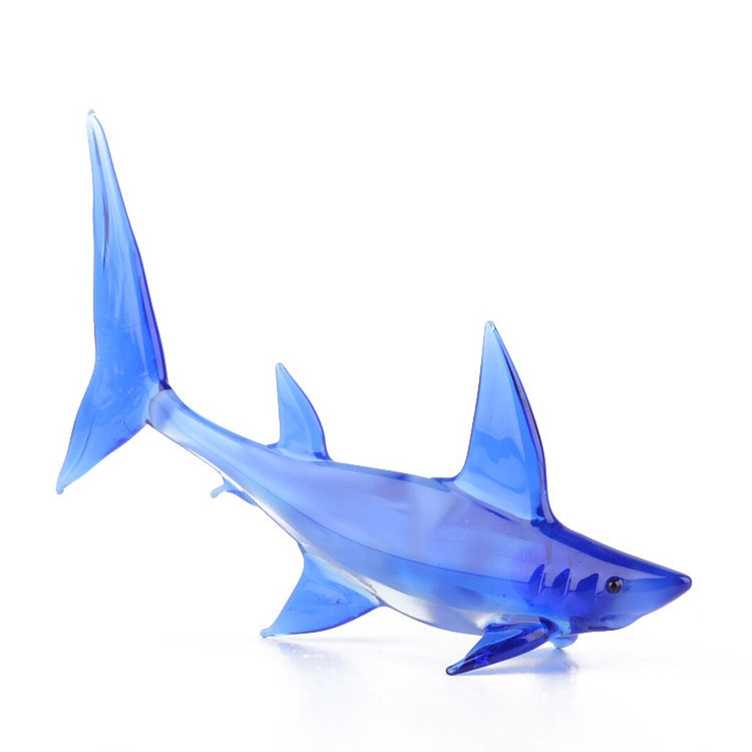 Great Blue Shark Art Glass Miniature Figurine 5 1/2 Long - Etsy