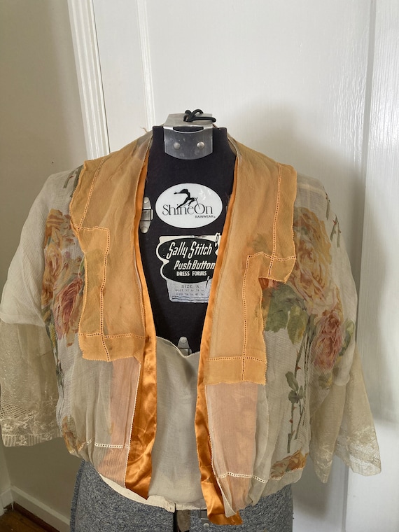 Vintage 1920s Blouse, 20s Yellow Silk Cutwork Lace Fl… - Gem