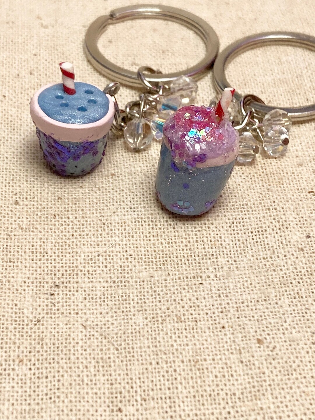 Glitter Soft Drink and Shake Best Friends Keychain Set - Etsy