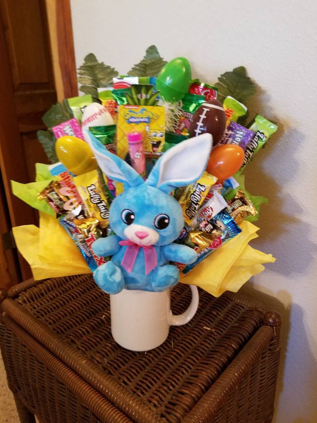 Easter Candy Basket Blue Bunny Happy Easter Candy Bouquet Happy Easter ...