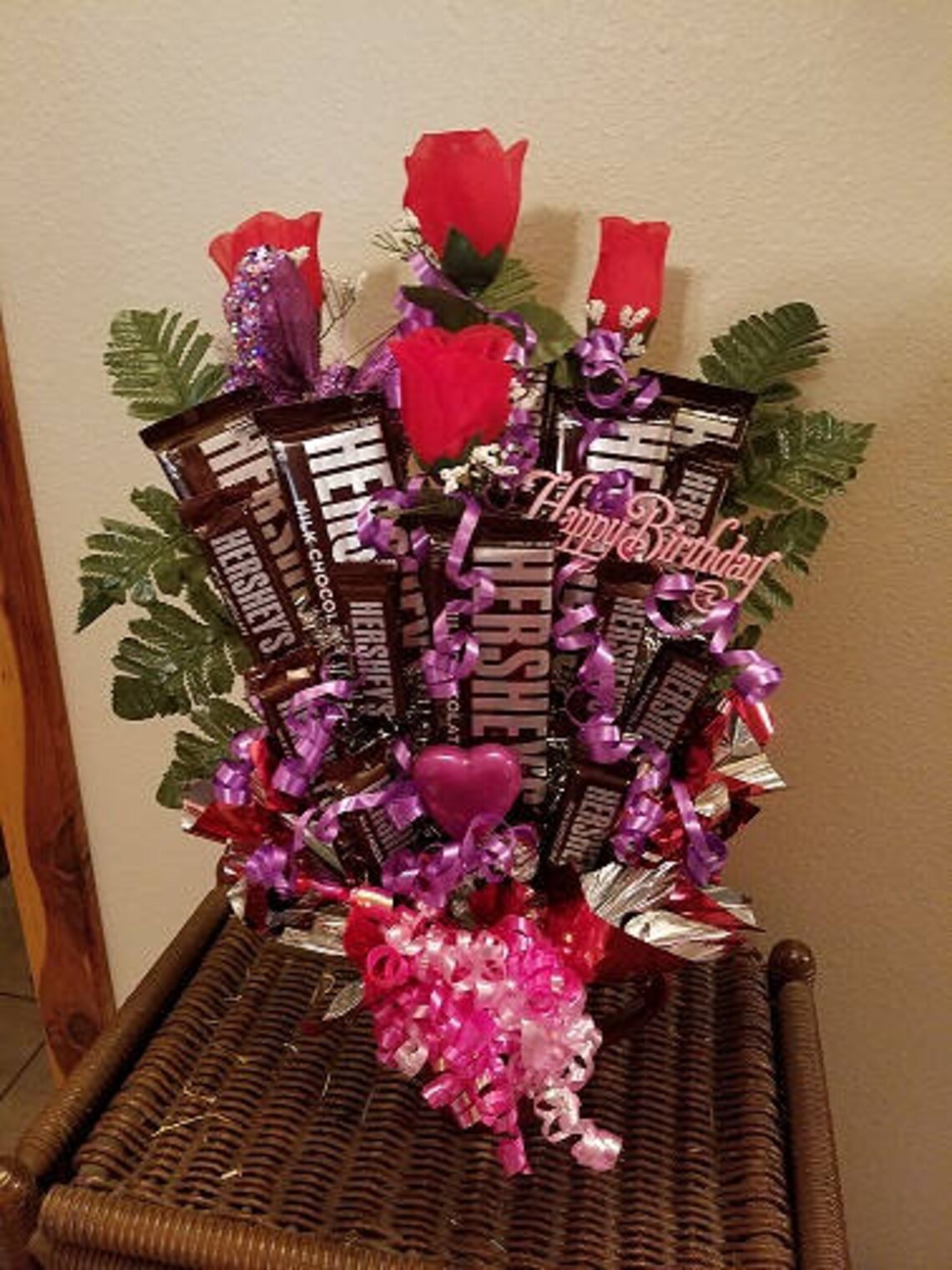 Chocolate and Roses Candy Bouquet Happy Birthday Candy Bouquet Happy ...