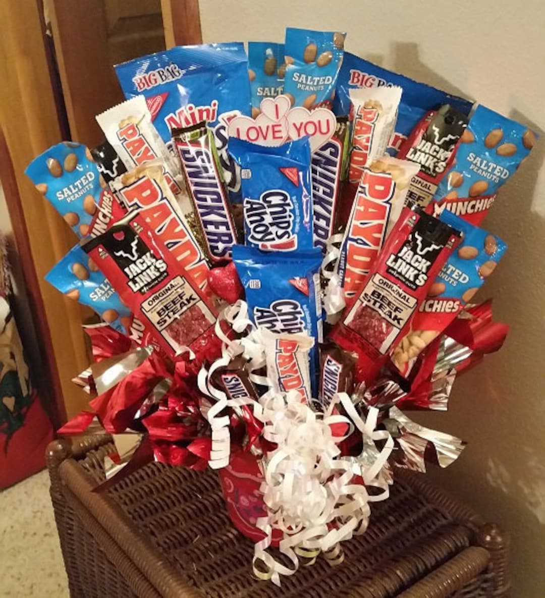 Happy Valentine's Day Candy Bouquet Nut and Cookie Bouquet Peanuts and ...
