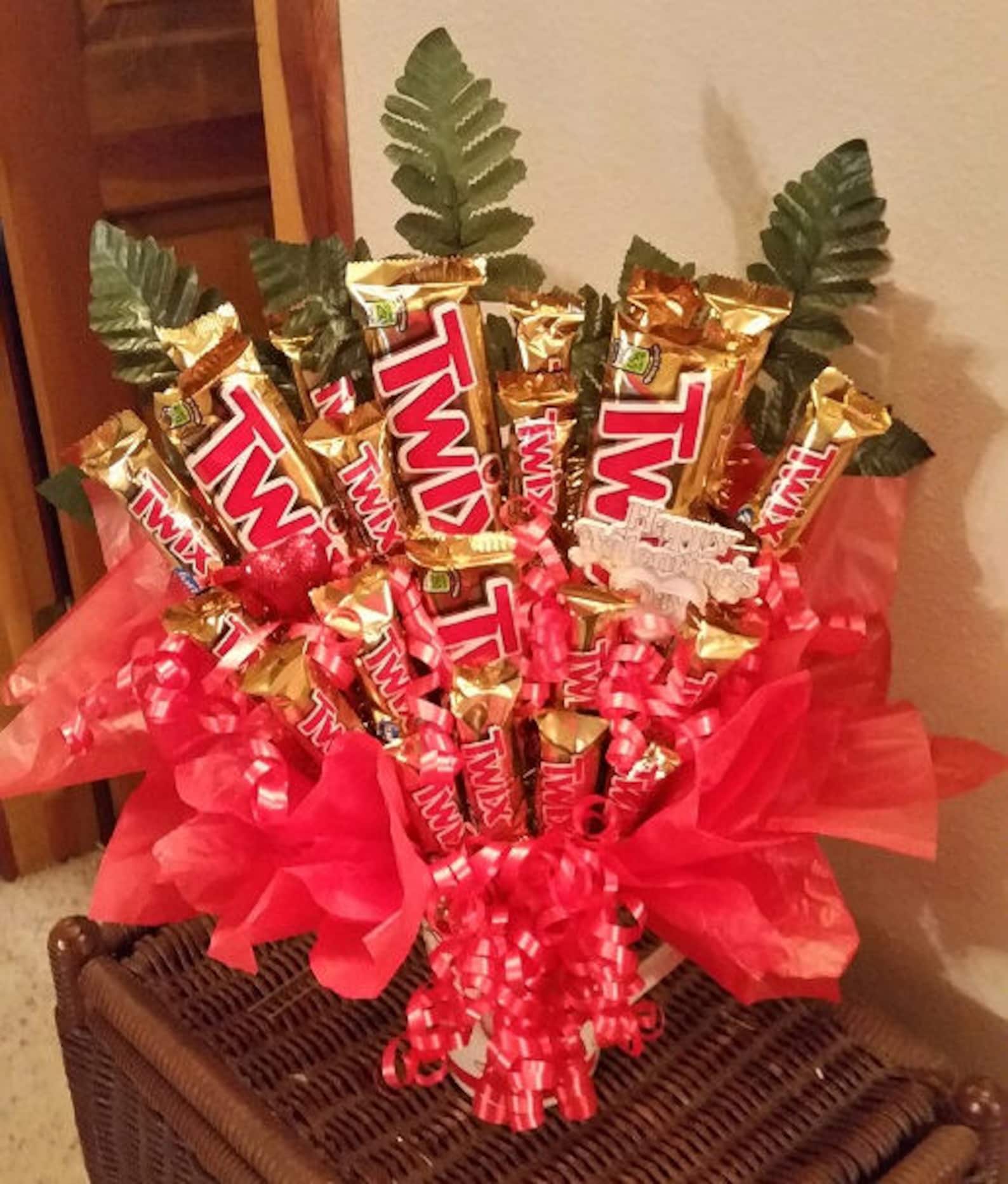 Twix Candy Bouquet Happy Valentine's Day Candy Bouquet Happy Valentine ...