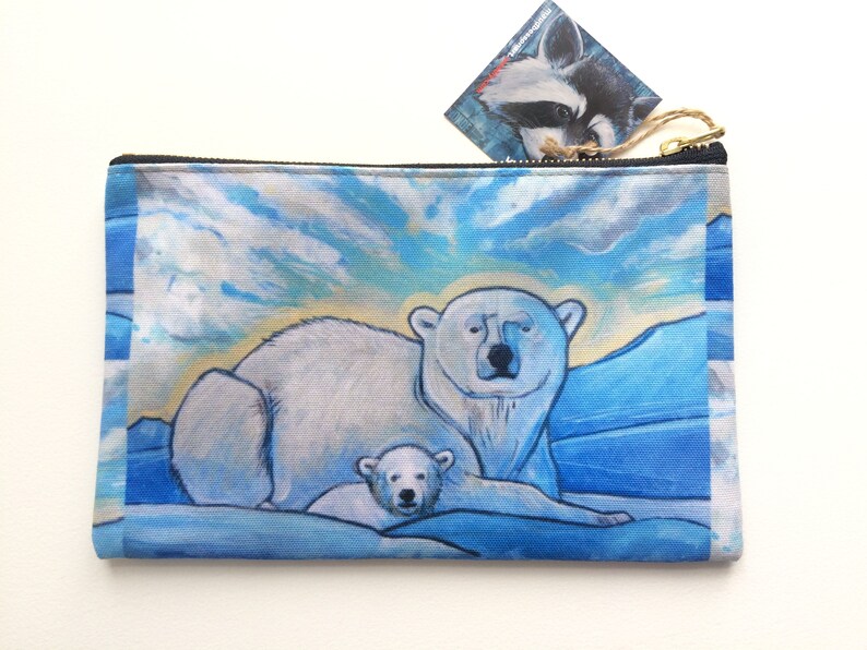 Studio Pouch / White Bear, Printed Storage Pouch, Pencil Case, Travel ...