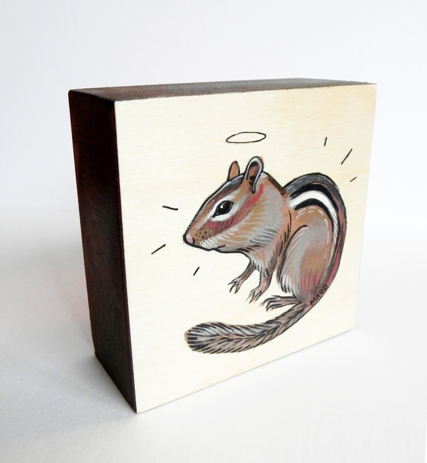 Chipmunk - Orginal Art 4x4" (10x10 Cm), Painting on Wood, Animal ...