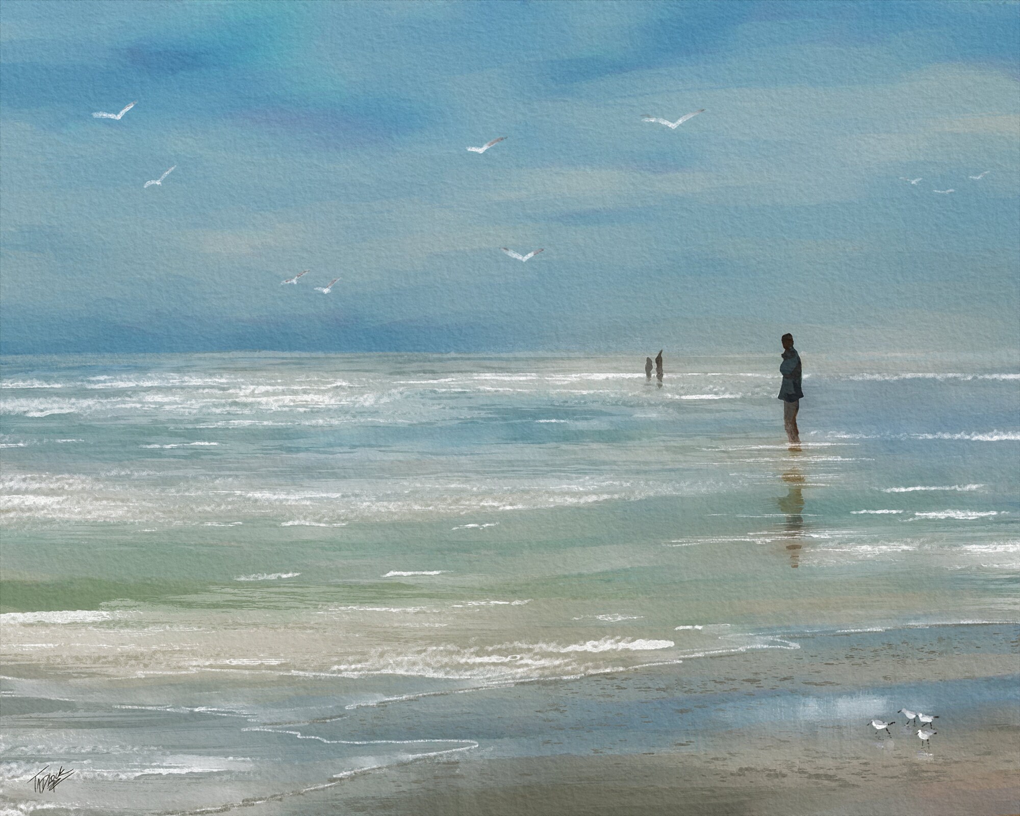 The Low Tide Waders Gallery Wall Art, Seascape Painting, Printable ...