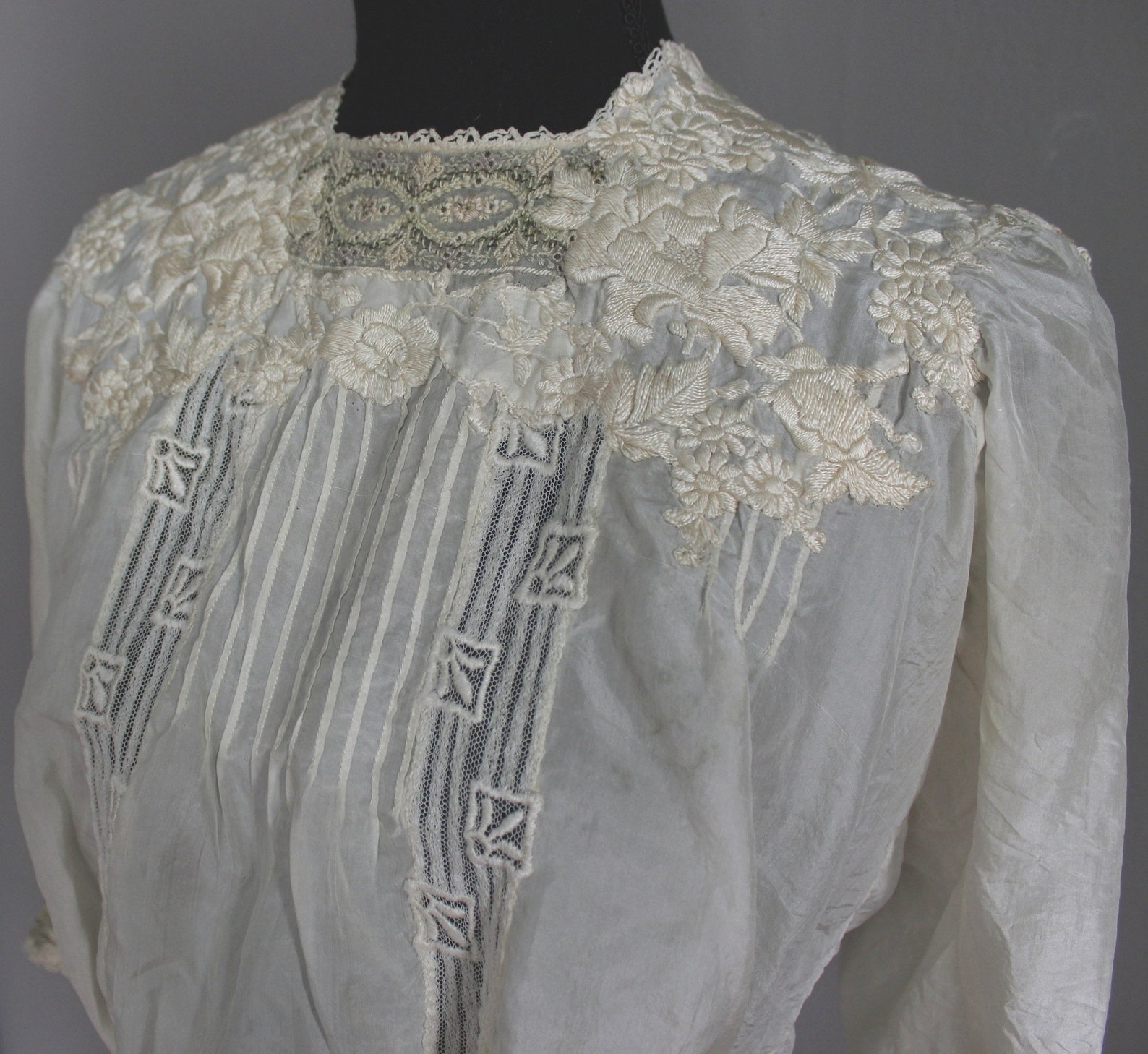 RARE 1900s Antique Lace Blouse 1910s Edwardian Victorian Embroidered ...