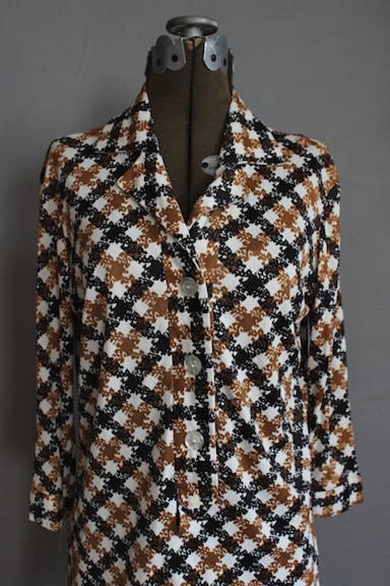 60s Geometric Op Art Two Piece Blouse and Skirt Set D… - Gem
