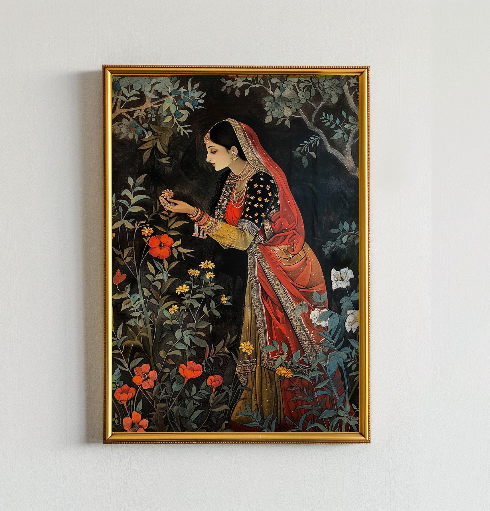 RAAT KI RANI Indian Mughal Inspired Digital Art Work, Printable Wall ...