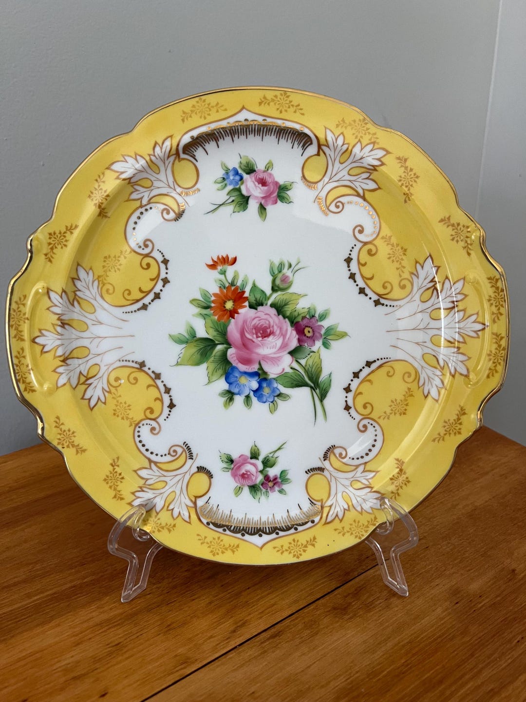 Vintage Noritake Morimura Plate Bright Yellow With Floral Design ...