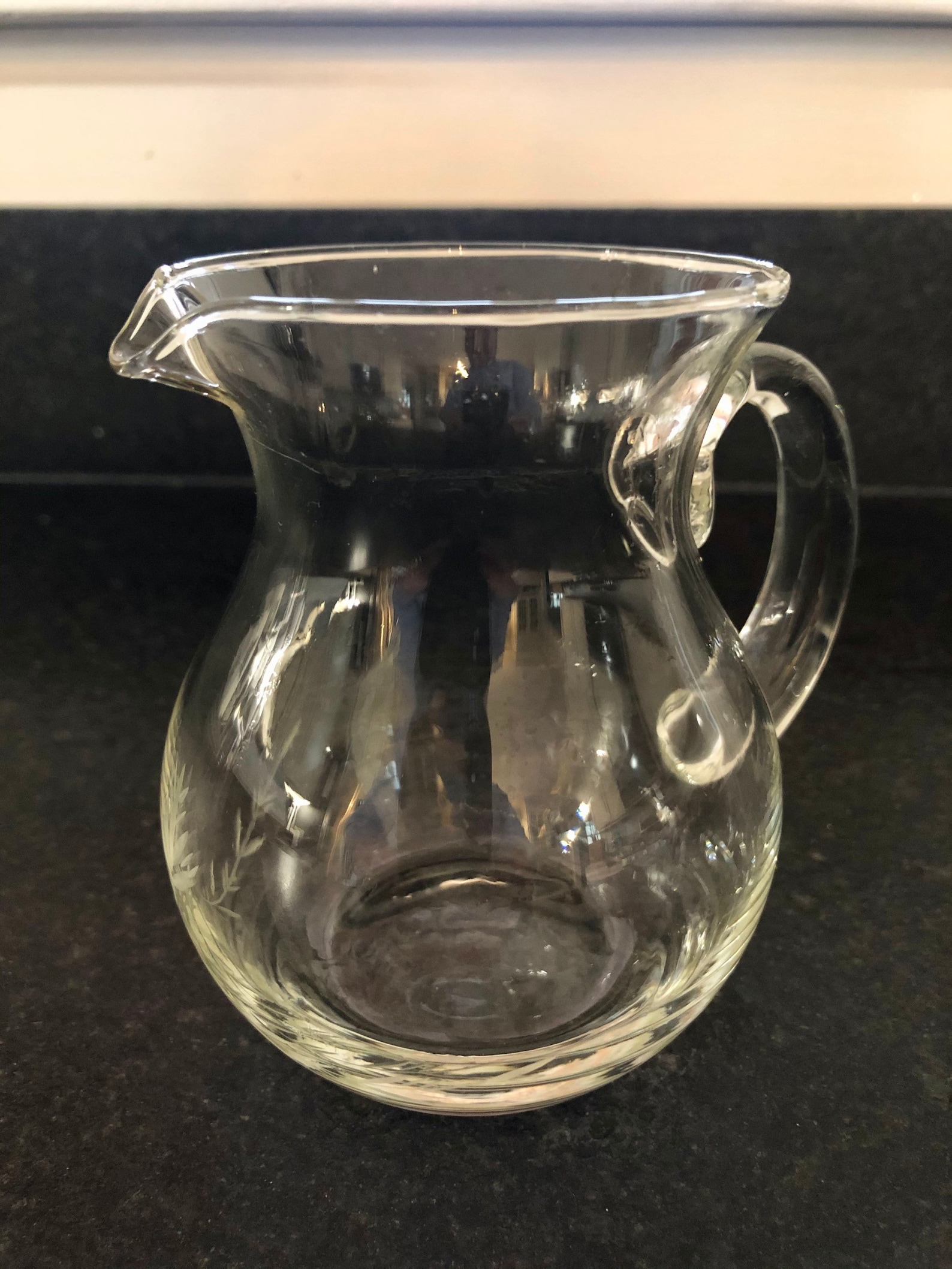 Sweet Vintage Etched Glass Pitcher - Etsy
