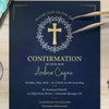 Confirmation Invitation With Dove, Boys Catholic Invite Blue, Editable & Printable Religious ...