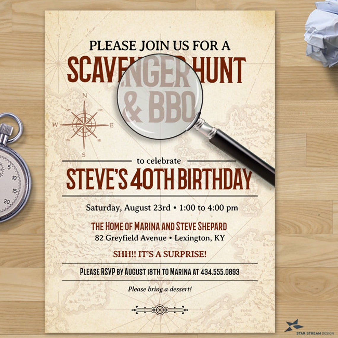 Scavenger Hunt Party Invitations Printable, Evite or Printed US Only ...