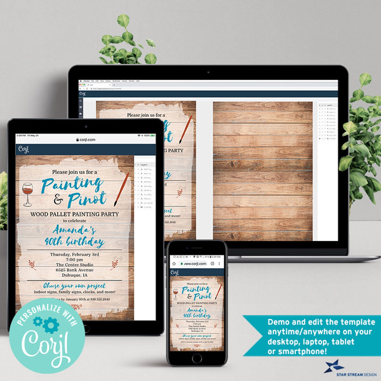Wood Pallet Sign Painting Party Invitation: Editable Template - Etsy