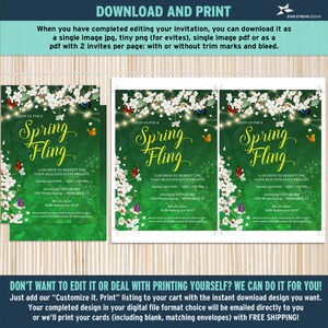 Spring Fling Garden Party Celebration Invitation 2-sided, 5x7 Editable ...