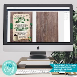 Rustic Redneck Hillbilly Party Invitation, Birthday Party | 2-sided ...