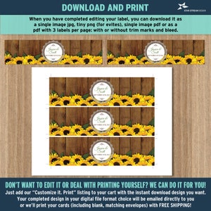 Rustic Watercolor Sunflower and Lace Water Bottle Label; Bridal Shower ...