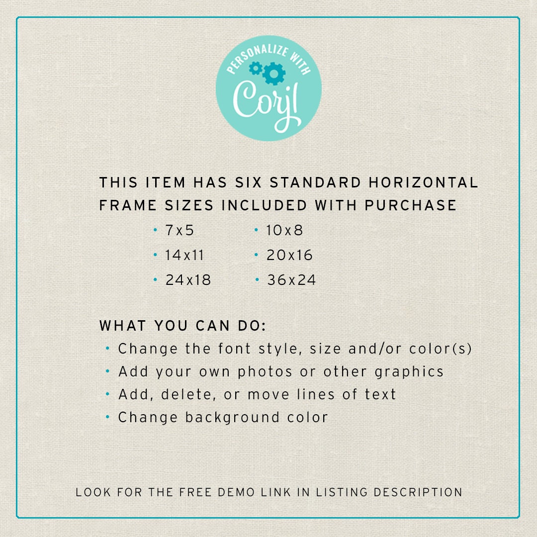 Custom Printable Sign Horizontal Poster 6 Sizes: 7x5 10x6 | Etsy