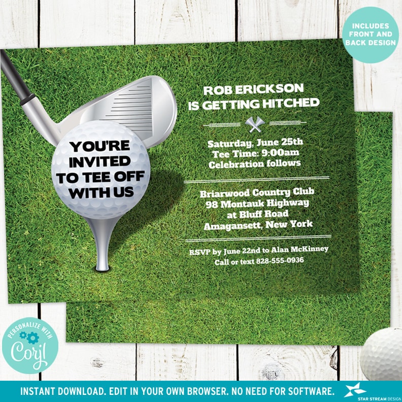 Tee Off Golf Ball Bachelor Party Golfing Outing Invitation | Etsy
