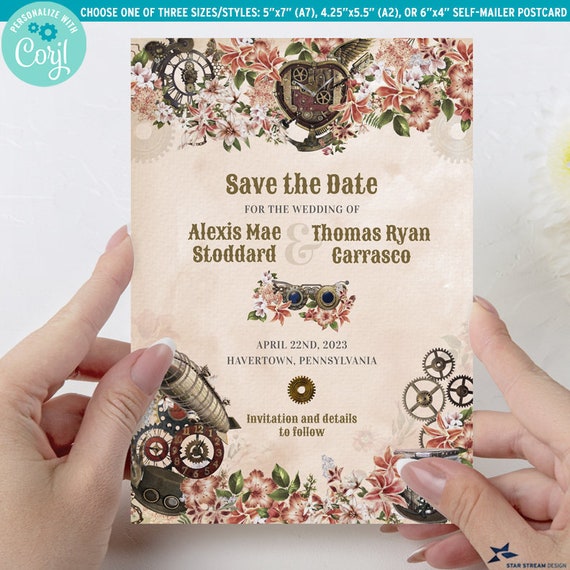 Steampunk Wedding Invitation Template
